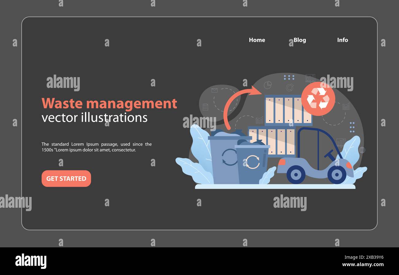 Waste management in sustainable cities showcased by a truck collecting sorted trash. Efficient ...