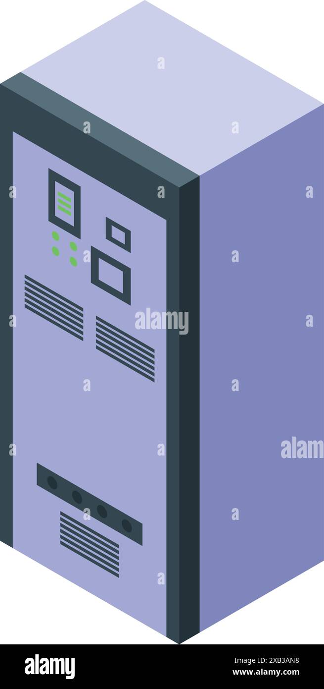 Modern electric control panel with display showing working status ...