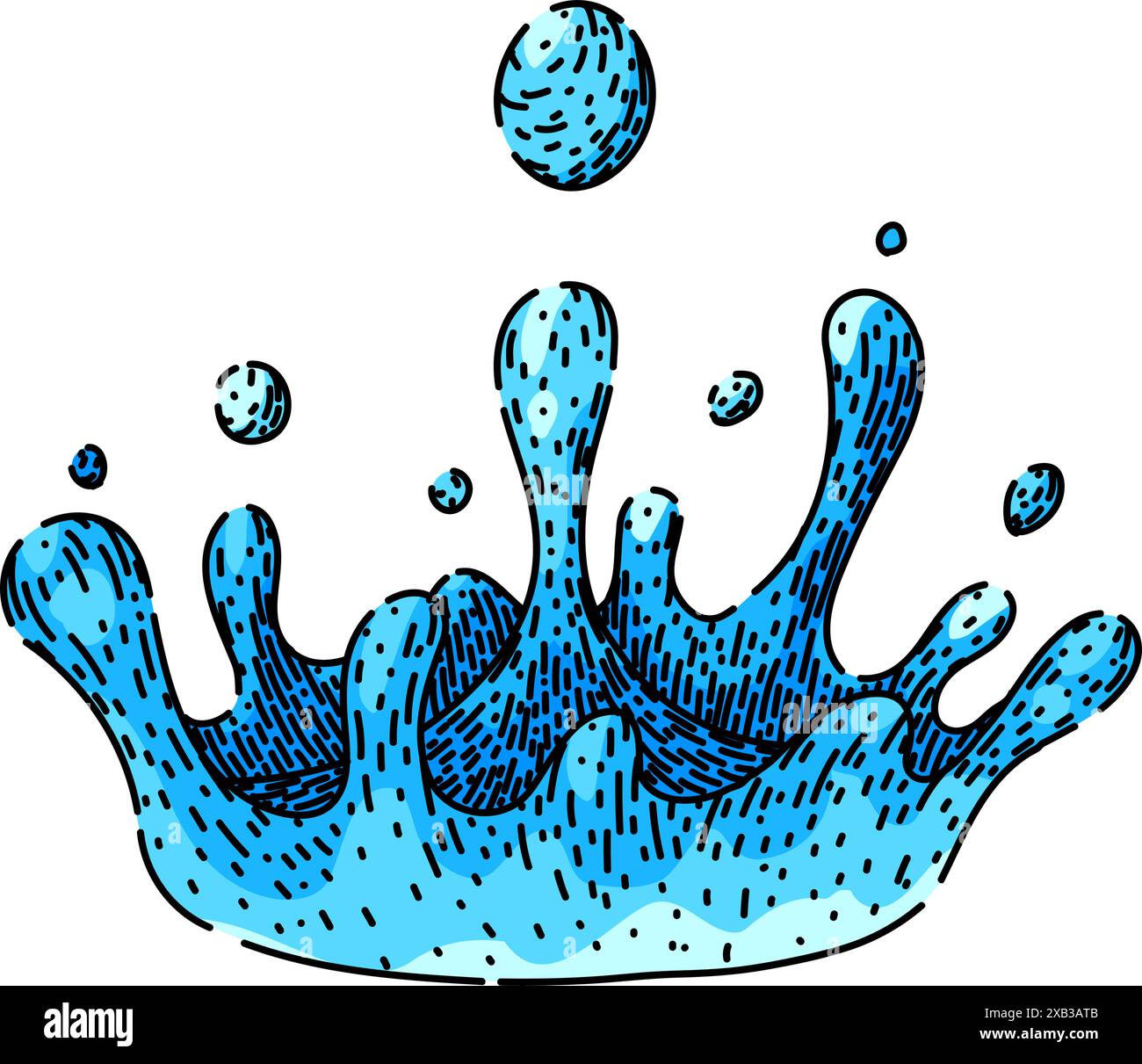 liquid water splash sketch hand drawn vector Stock Vector Image & Art ...