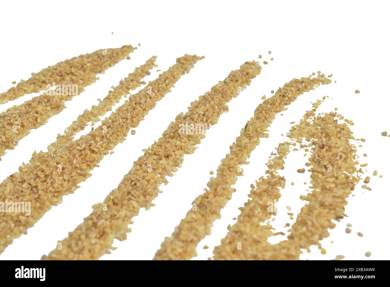 Ground barley grain lies in stripes on a white background Stock Photo ...
