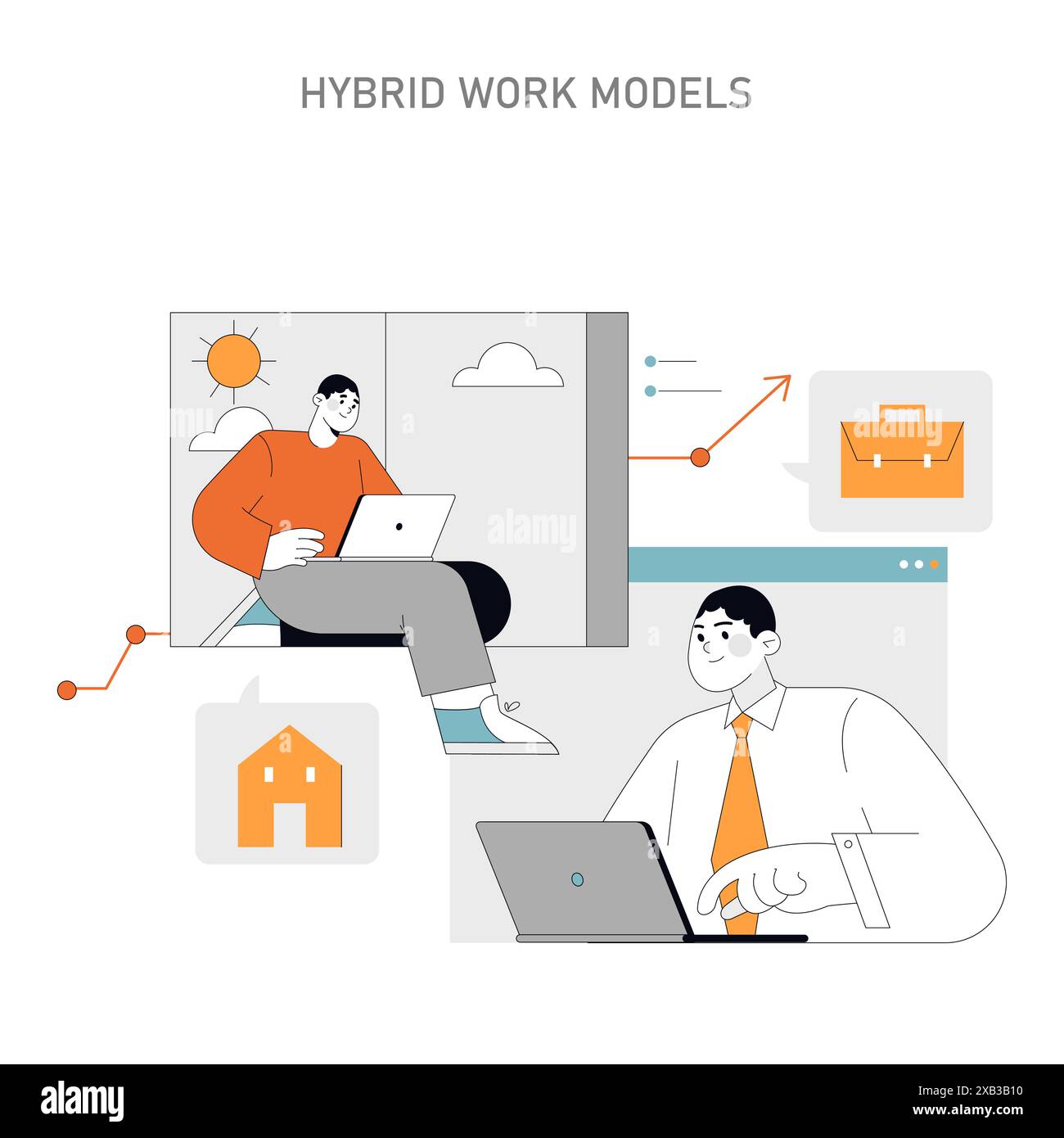 Hybrid Work Models concept Merging home comfort with office dynamics A ...