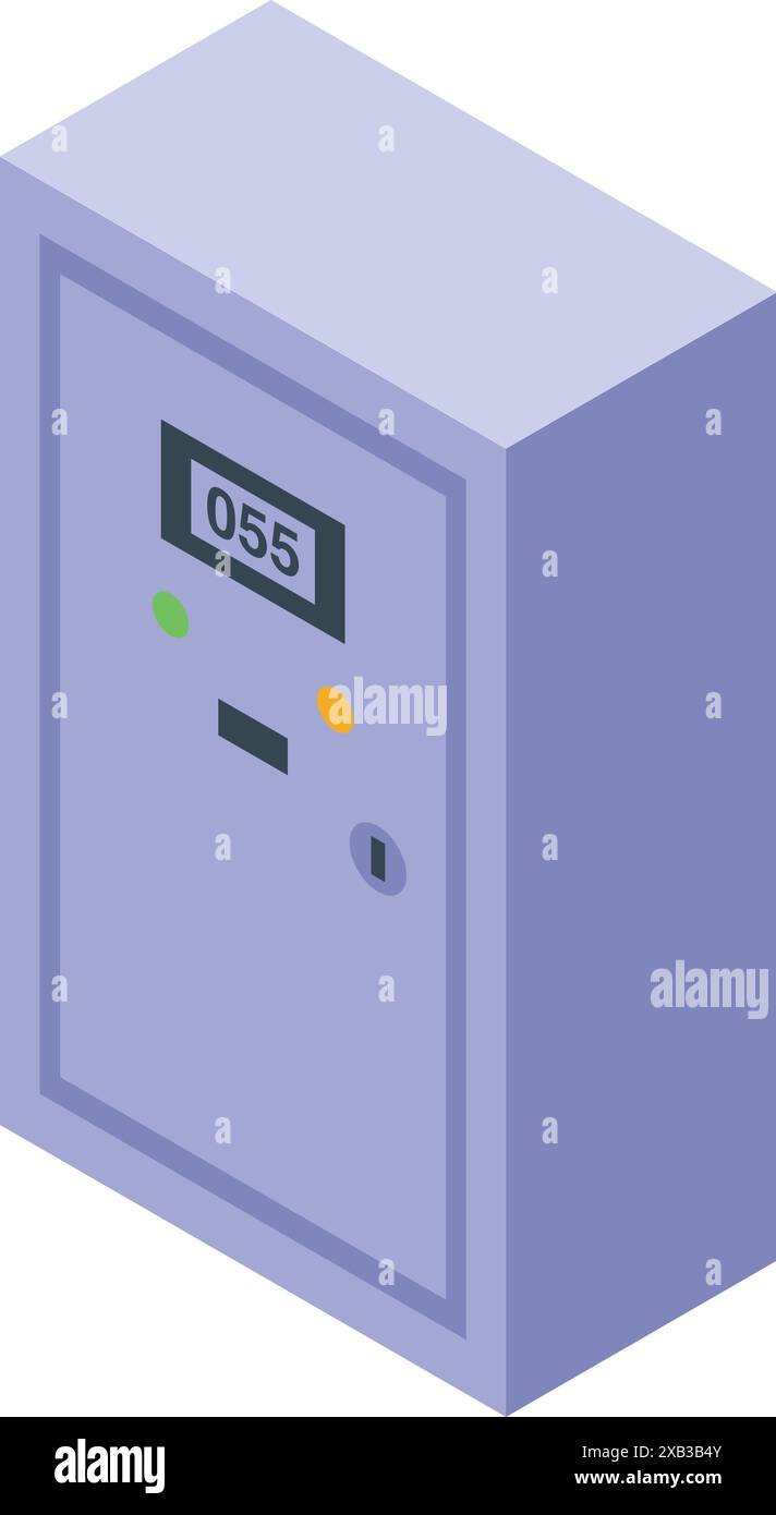 Electric meter isometric icon showing energy consumption and power ...