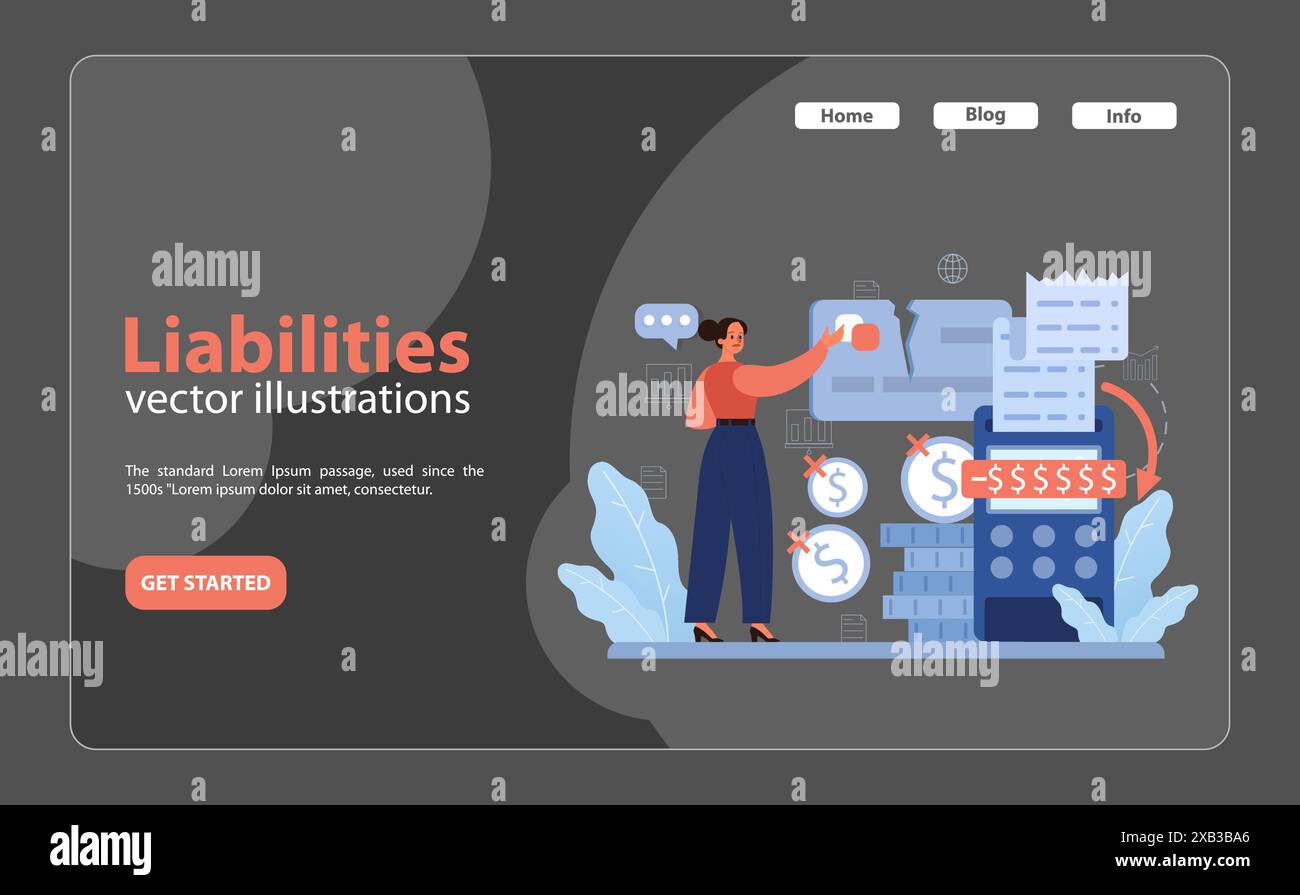 Detail-oriented accountant reviewing liabilities. Woman with a ...