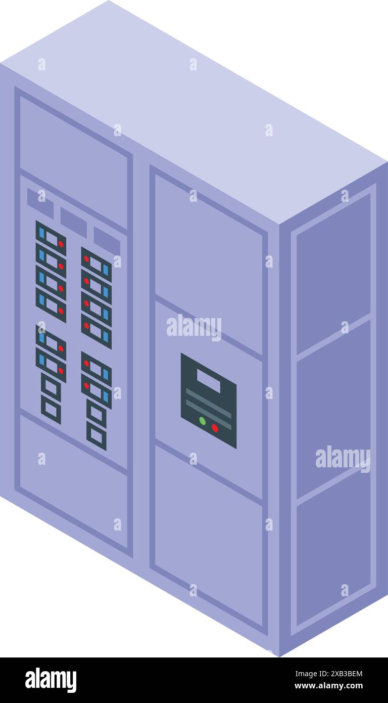 Electrical control panel displaying data with buttons and lights ...