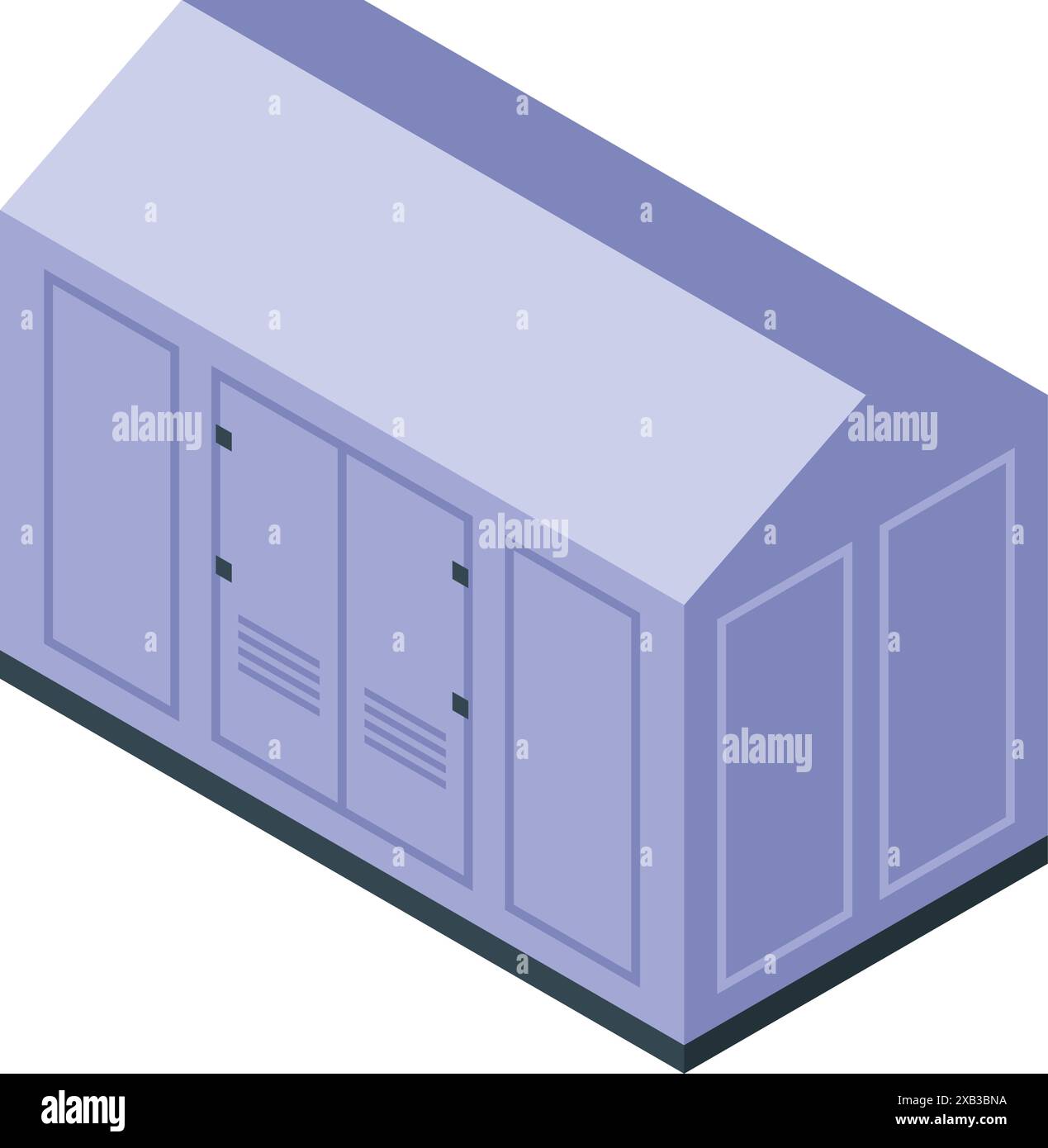 Isometric icon of an electrical transformer house ensuring reliable ...