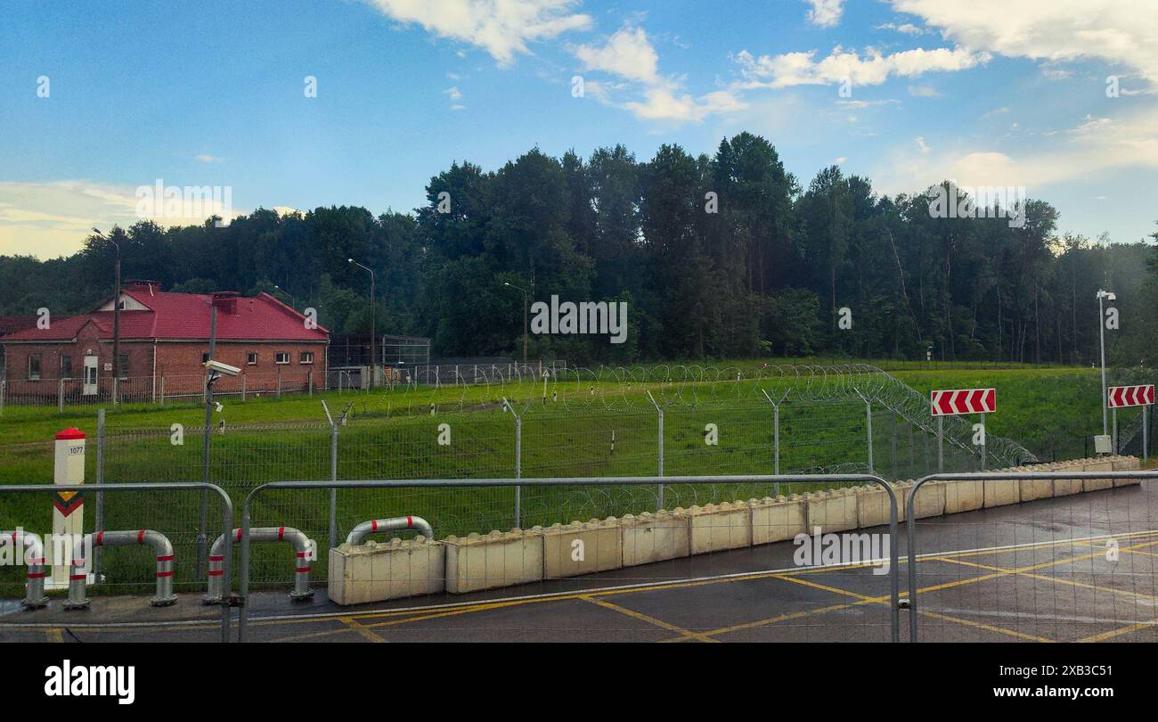 Kamenny Log, Belarus - 31 May 2024: bus crossing the border between ...