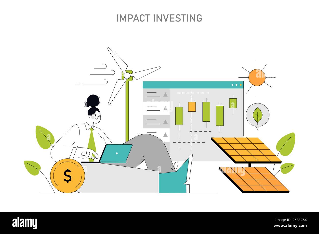 Impact Investing concept Analyst assessing sustainable projects with ...