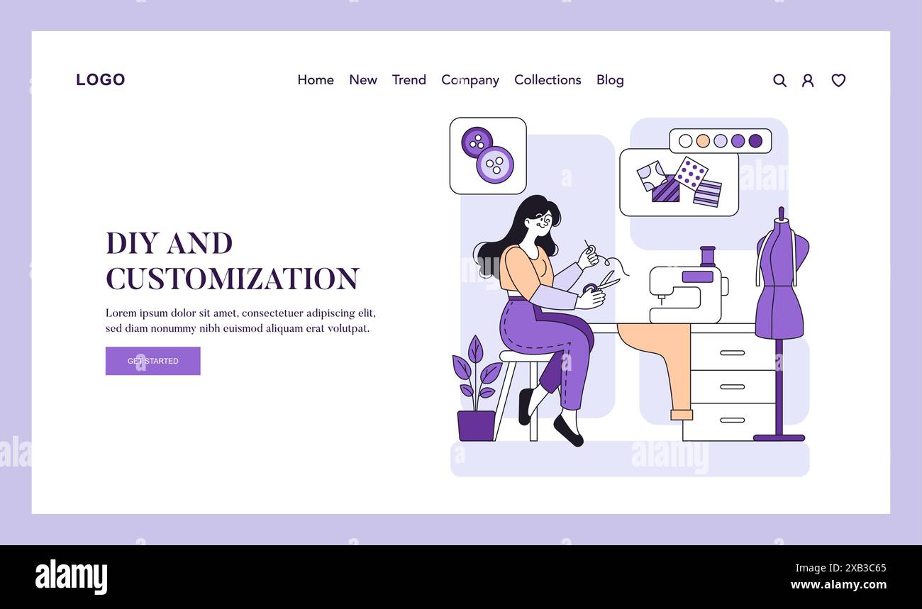 Personalization concept. A woman engages in DIY tailoring, customizing ...