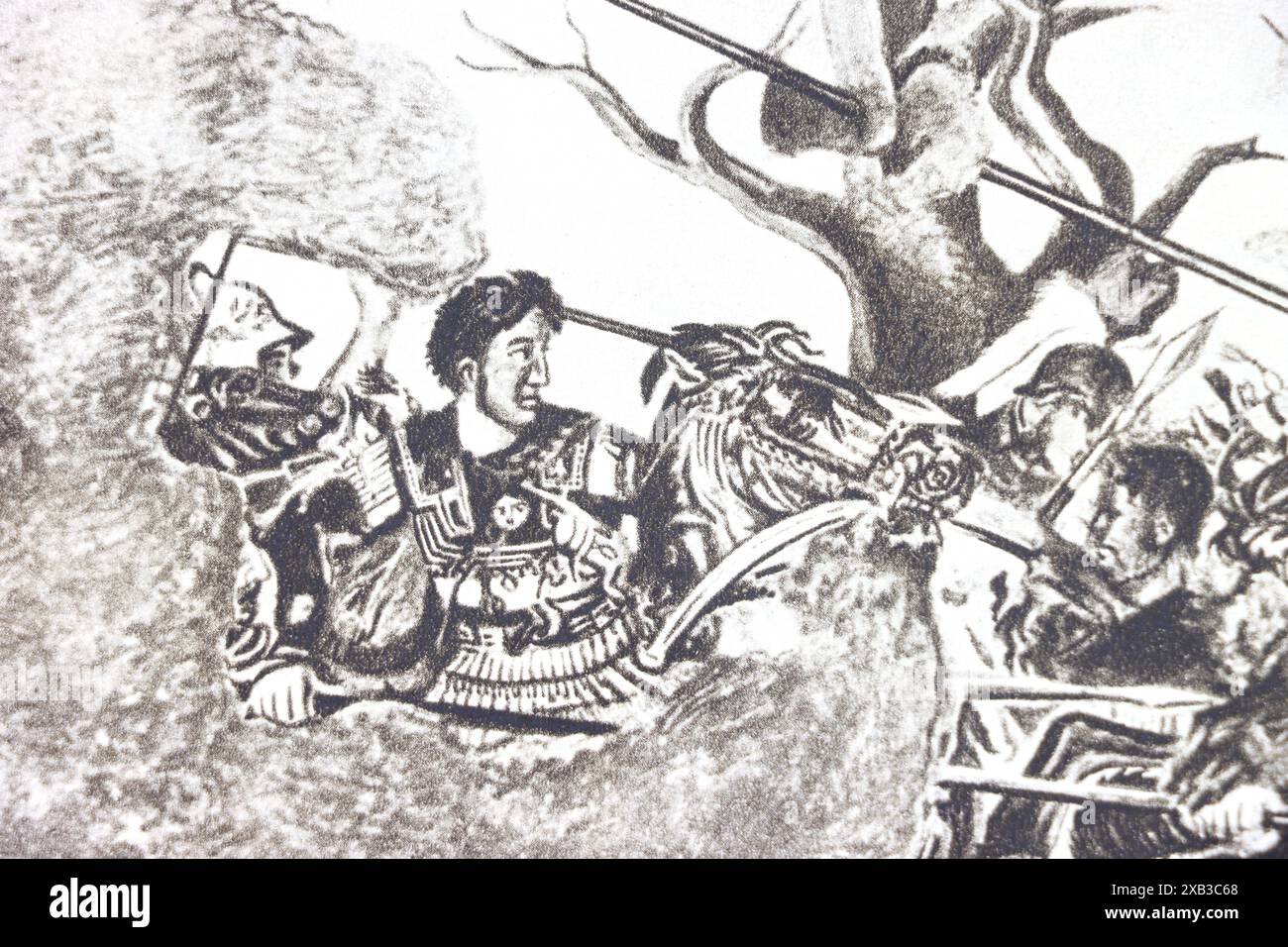 Alexander the Great at the Battle of Issus. Roman mosaic from Pompeii ...