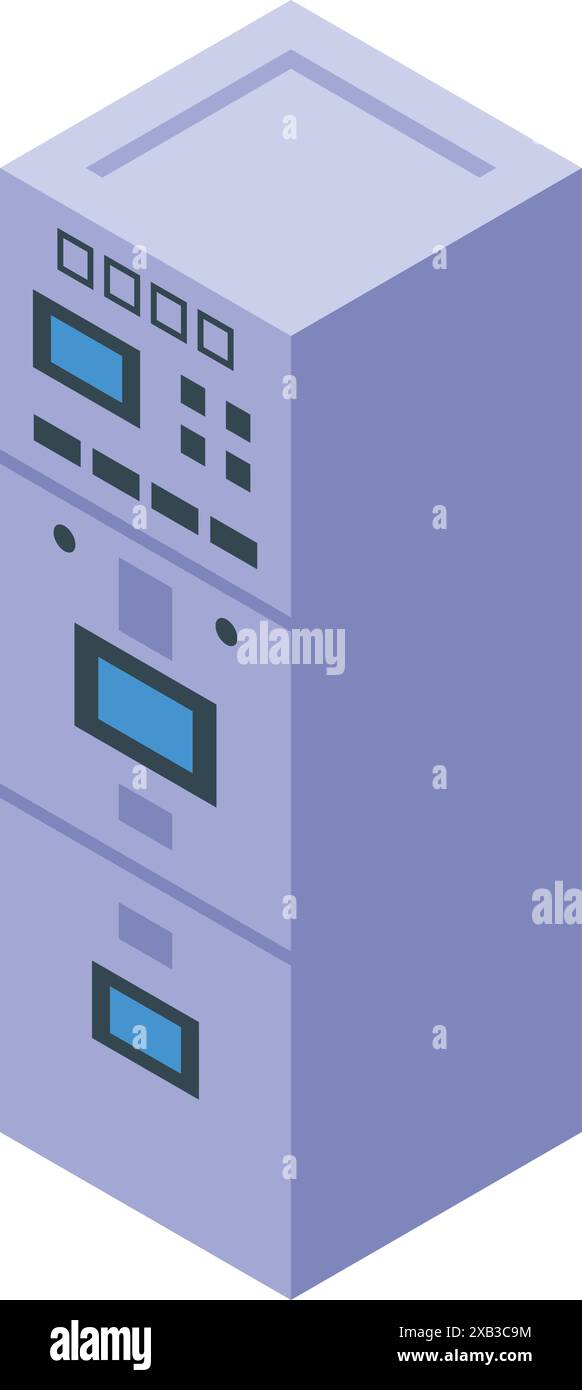 Electrical cabinet featuring multiple circuit breakers and controls for ...