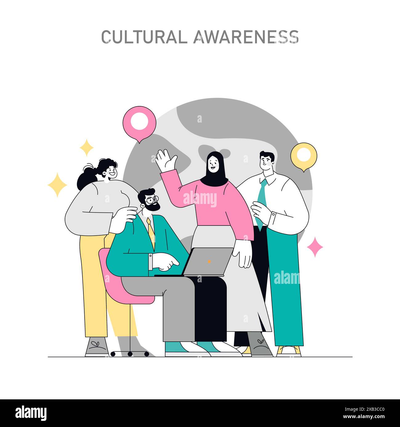 Cultural Awareness concept. Diverse group of people engaging in a ...
