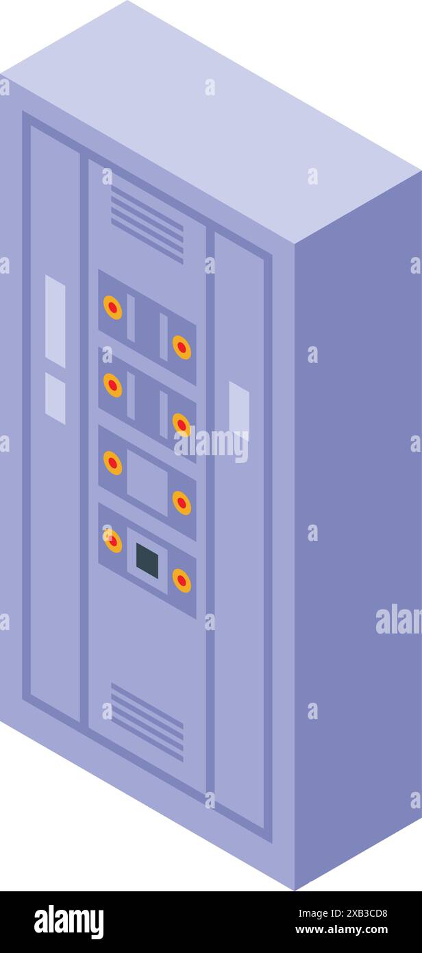 Electrical cabinet showing fuses and switches in isometric view Stock ...