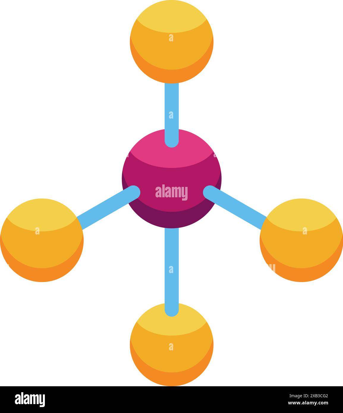 Colorful 3d illustration of a molecule with atoms connected by bonds ...