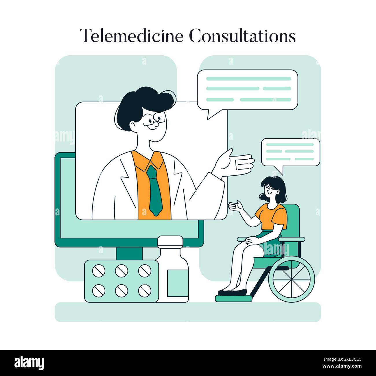 Telemedicine Consultations concept. A doctor provides medical advice to ...