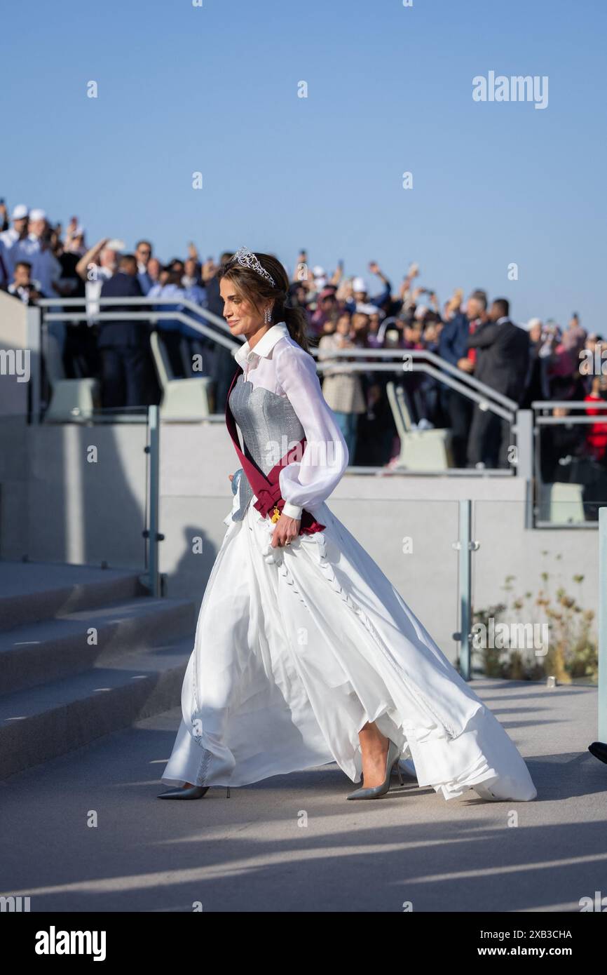 Queen Rania of Jordan attends a ceremony and a parade marking the ...