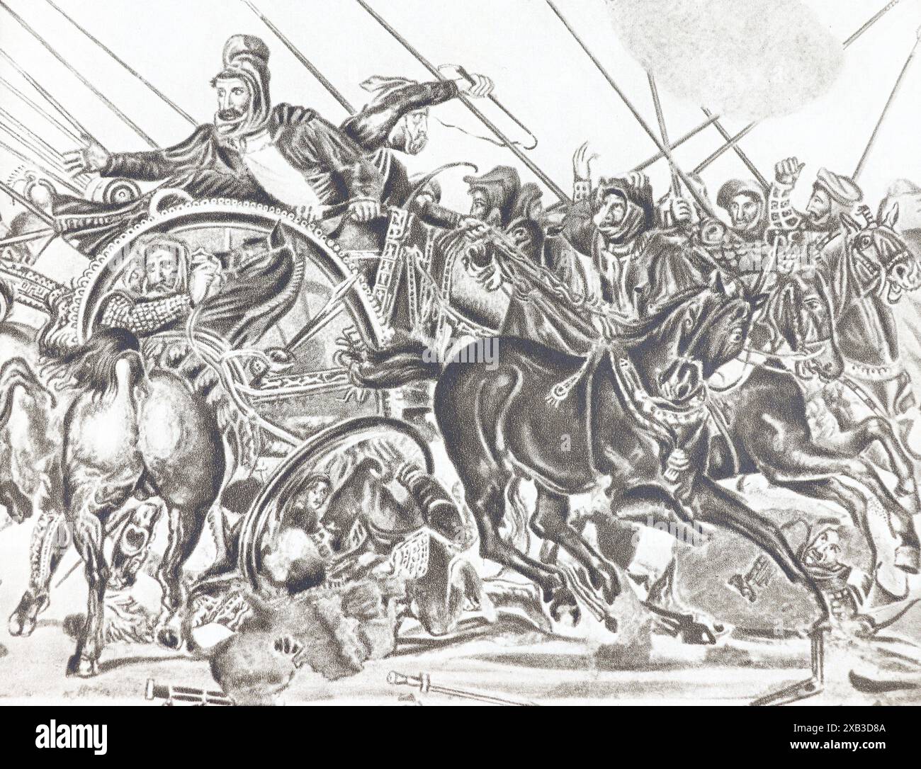 Darius III at the Battle of Issus. Roman mosaic from Pompeii ...