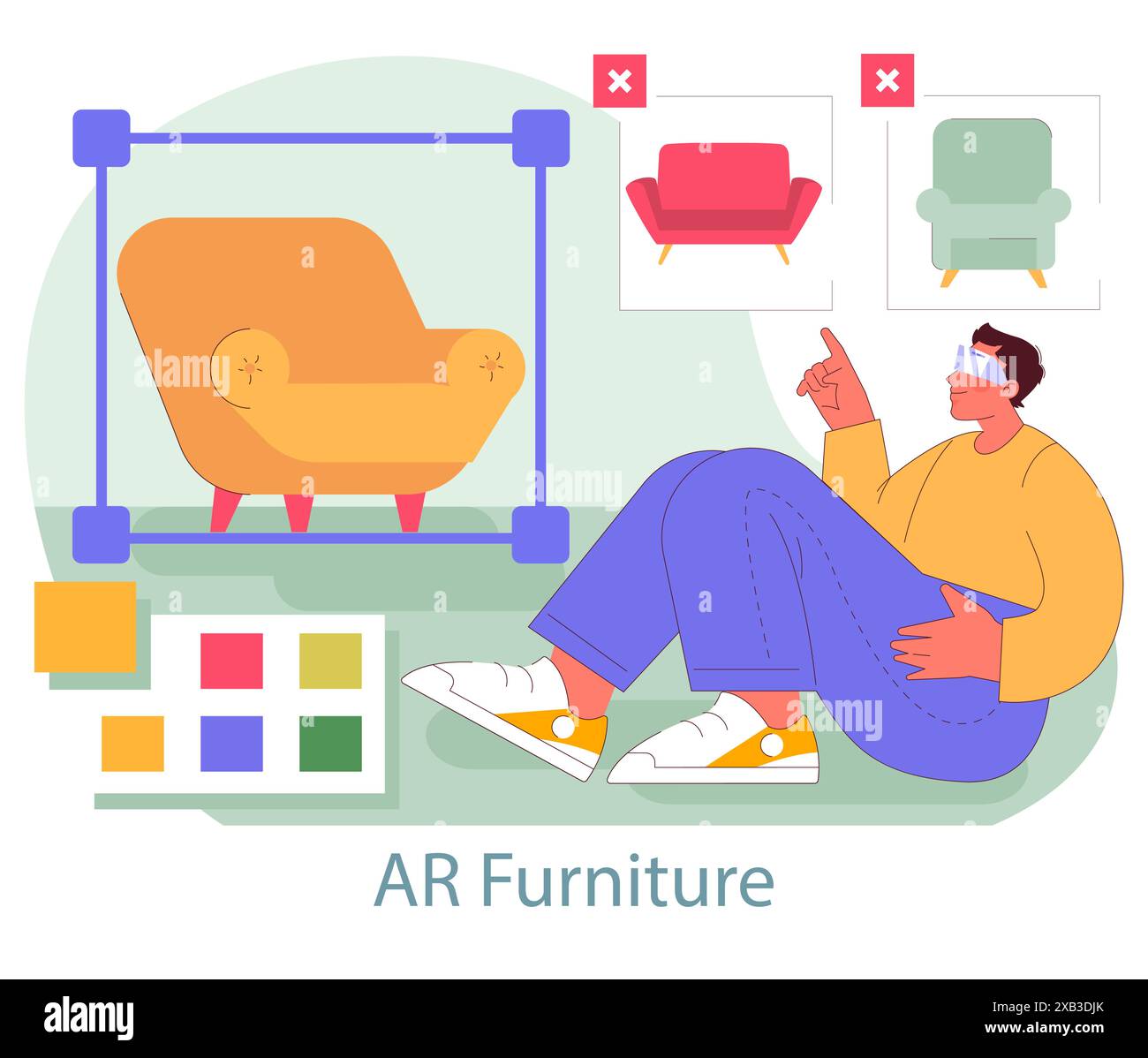 Immersive marketing concept. A person using augmented reality to choose ...