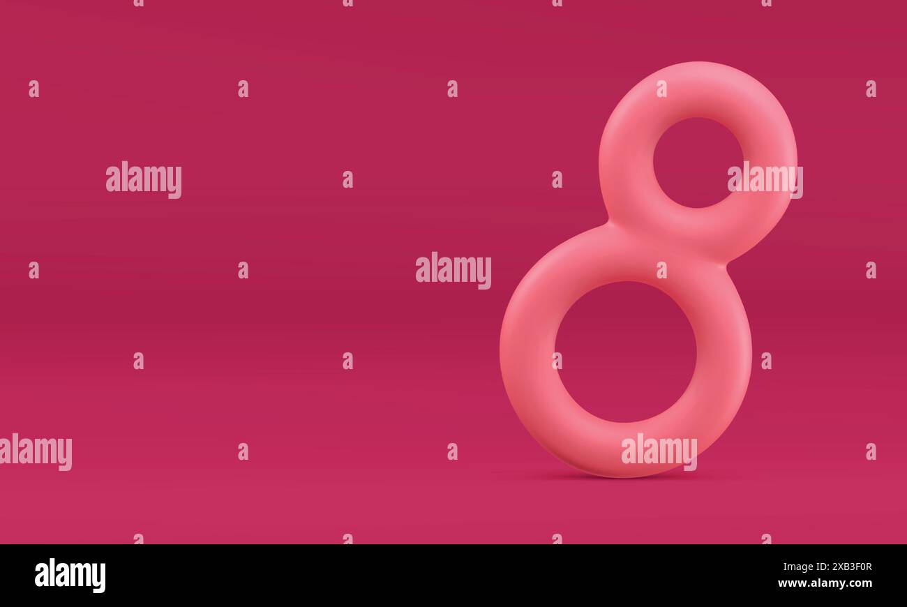 Pink eight number festive 3d balloon minimal greeting banner 8 March ...