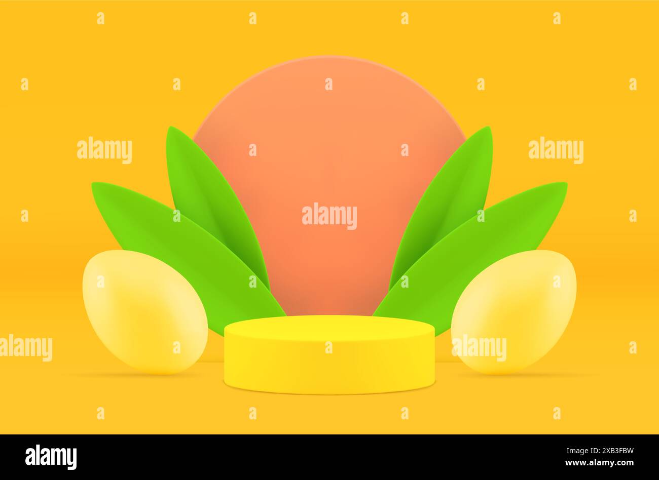 Easter egg podium yellow cylinder stage for festive holiday event ...
