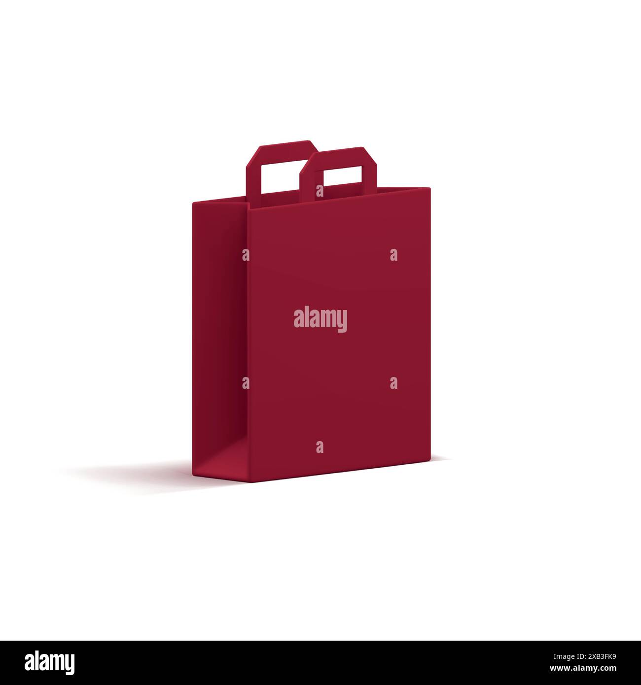 Shopping bag red fashion paper package with handles isometric 3d icon ...