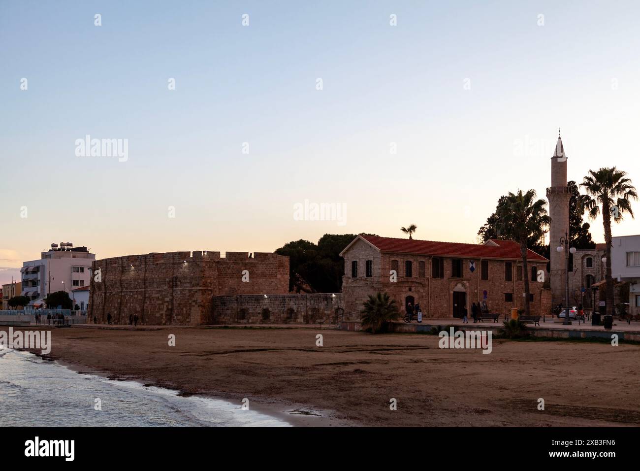 Larnaca, Cyprus - February 03 2024: Larnaca Castle and the Minaret of ...