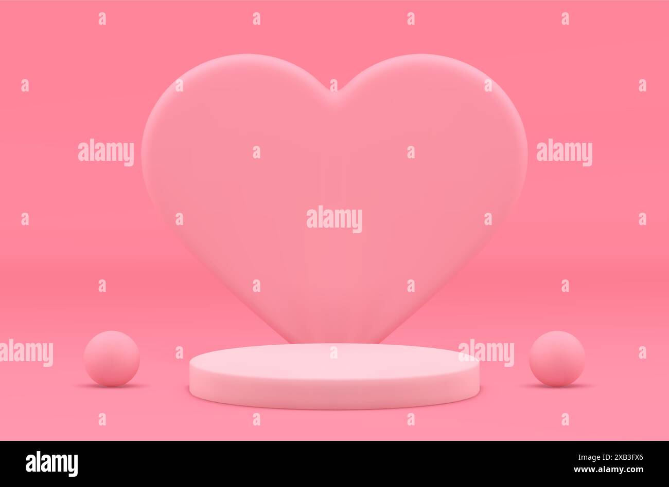 Pink 3d podium heart romantic marriage love event celebration stage ...
