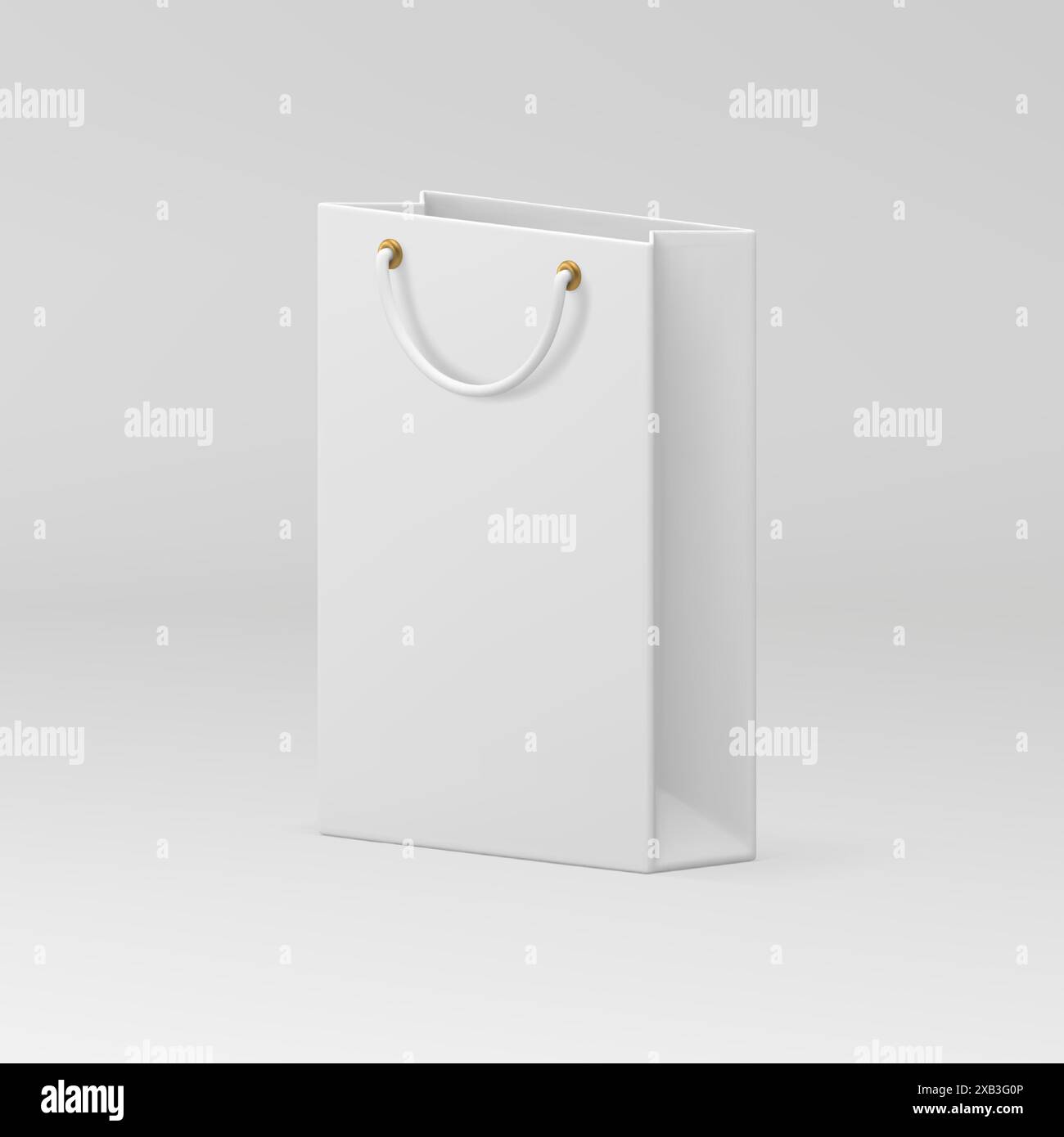 Paper shopping bag 3d white package purchasing goods carrying realistic ...
