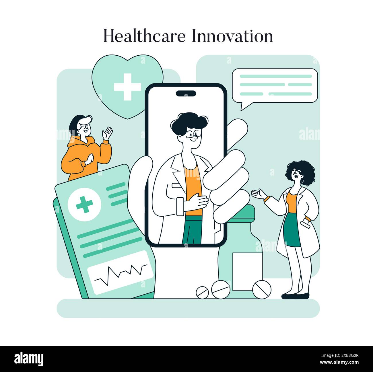 Healthcare Innovation concept. Digital medical consultation and modern ...