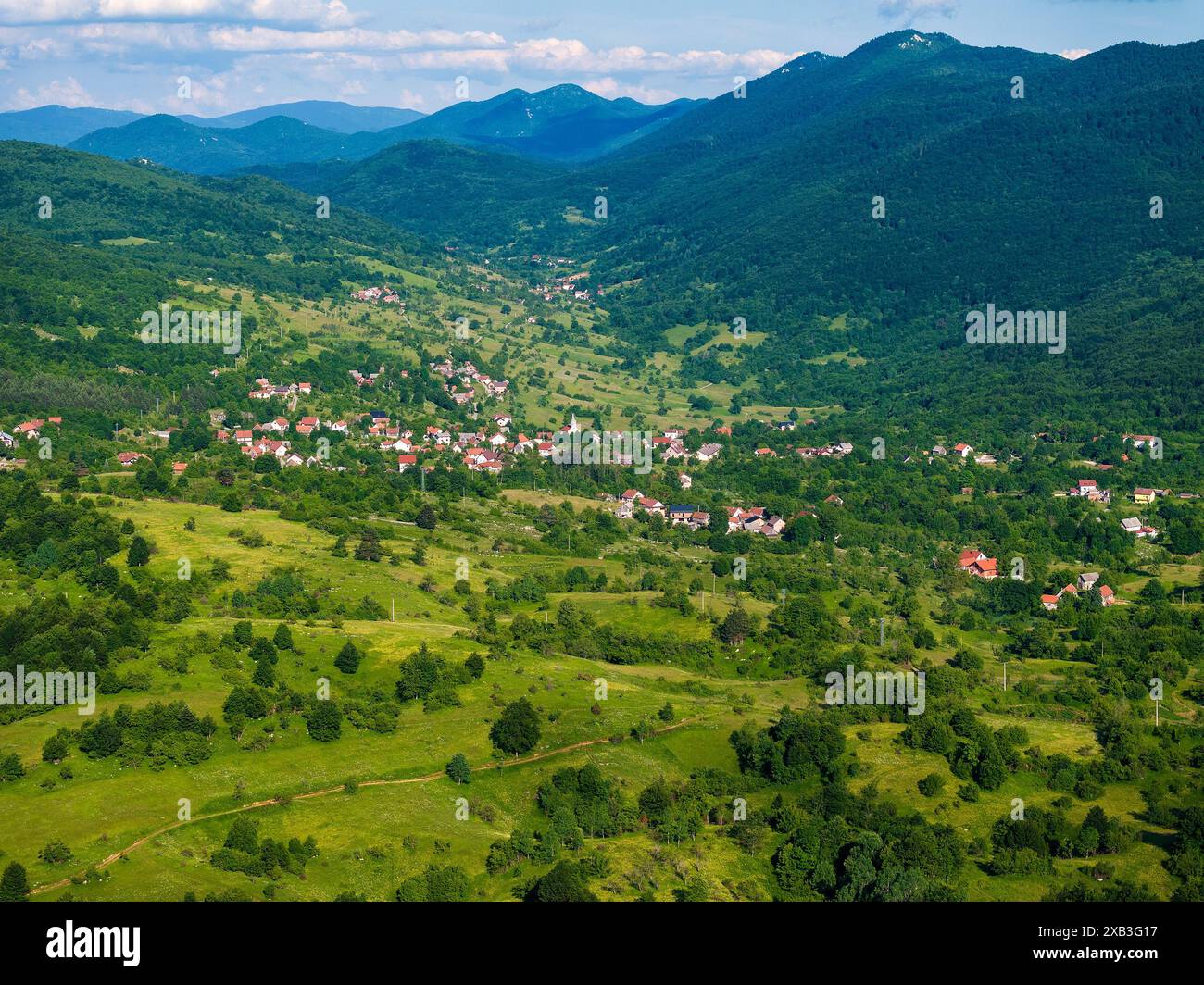 Kuterevo valley in Lika region at the foothill of the Velebit Mountain ...