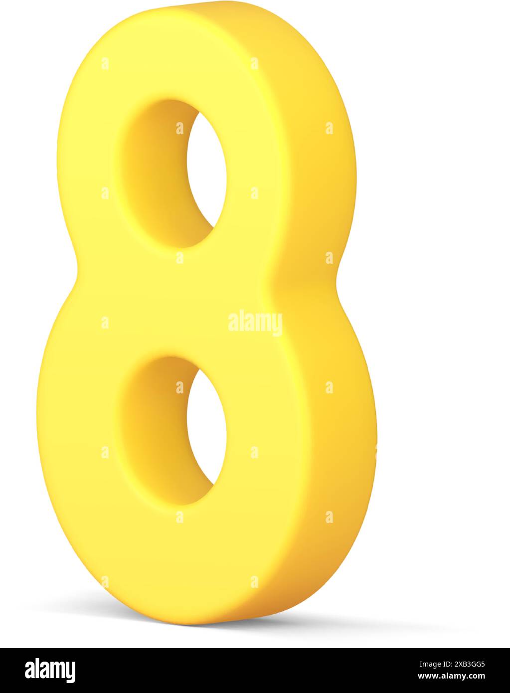 Yellow eight number birthday age festive holiday celebration 3d icon ...
