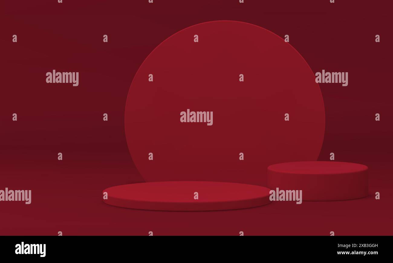 Red 3d pedestal showcase round stage event celebration product ...