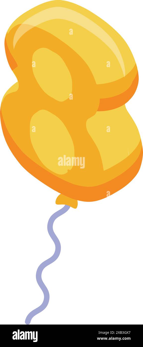 Golden number eight balloon floating with a ribbon for an eighth ...