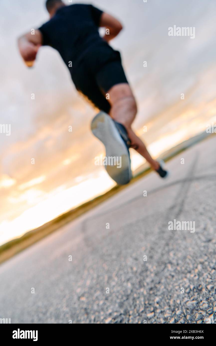 Sunset Runner Embracing the Serenity of Dusk with Every Stride Stock ...