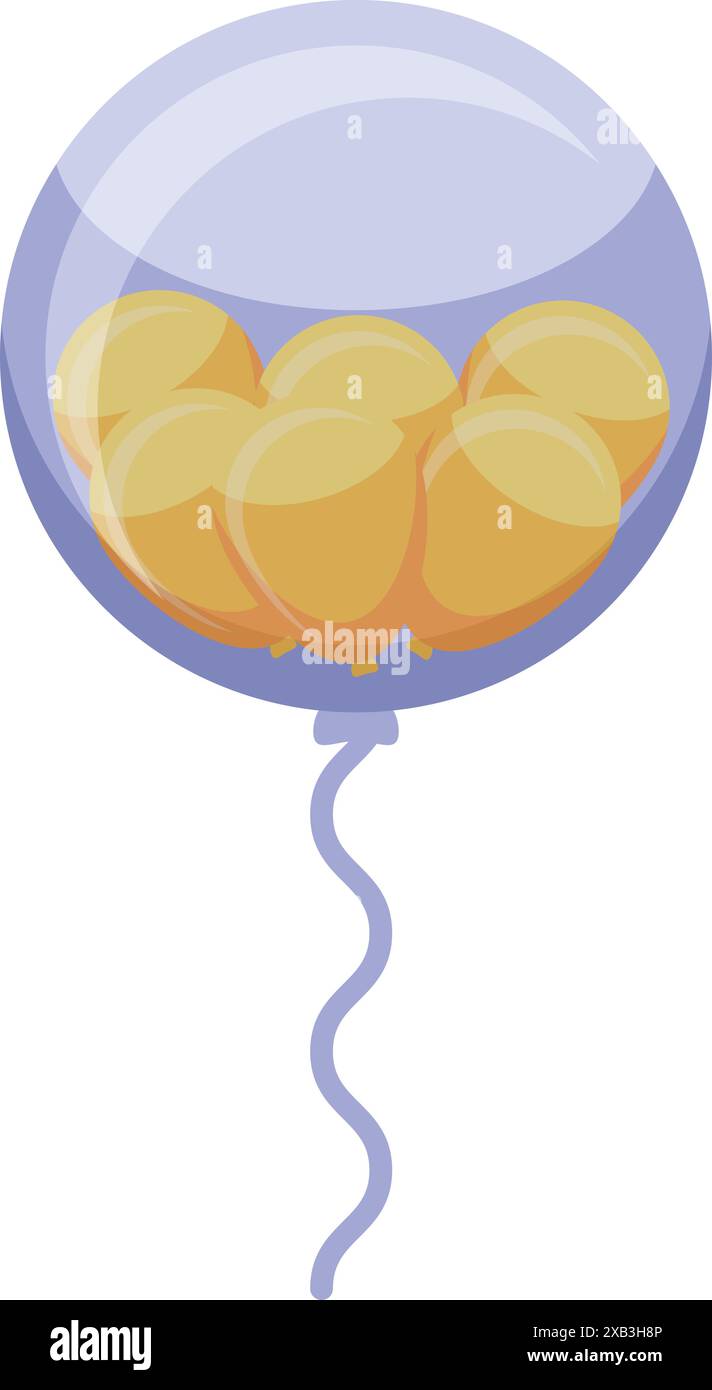 Big transparent balloon is containing many small golden balloons and ...