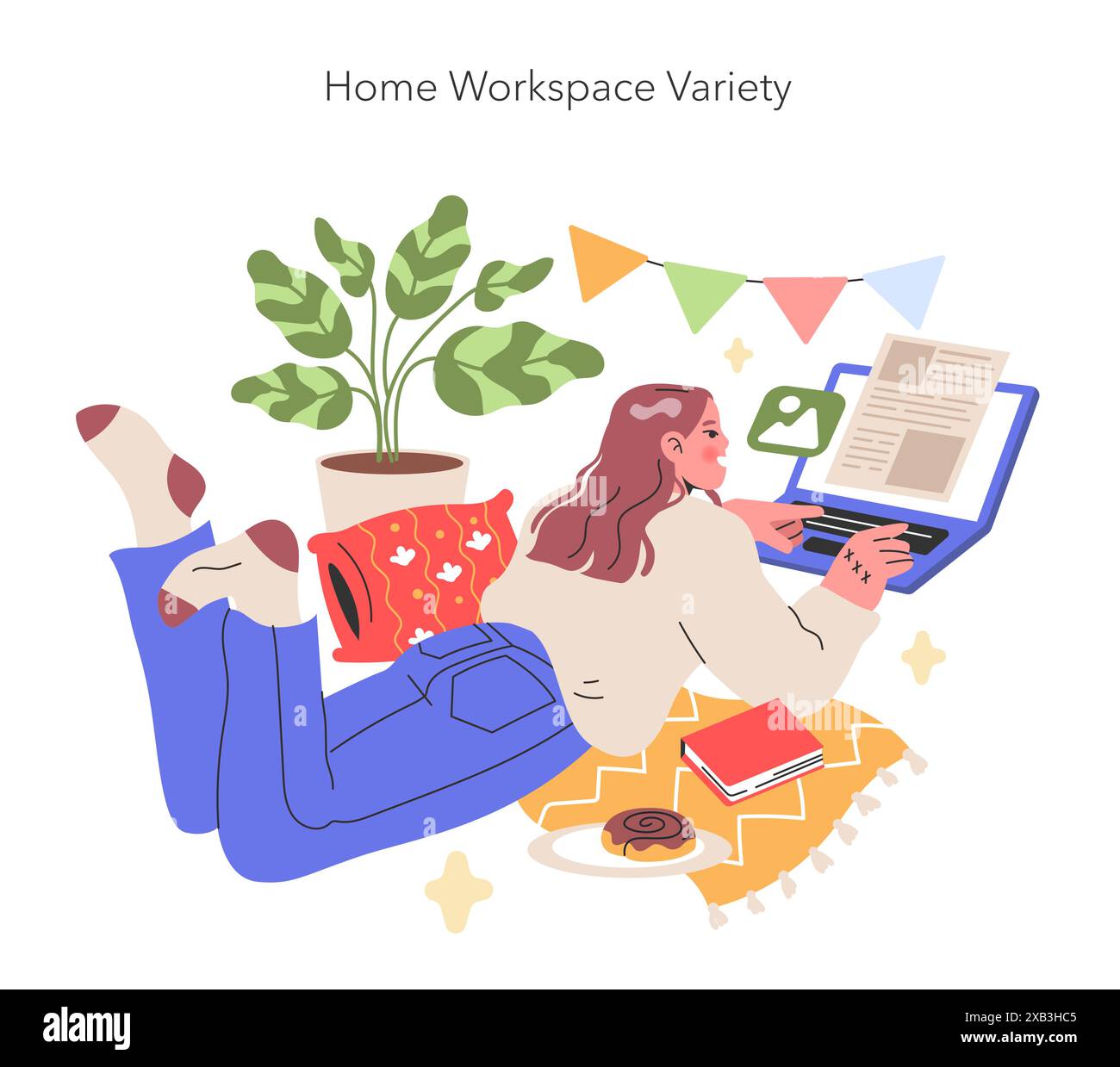 Home Workspace Variety illustration A relaxed professional engages in ...