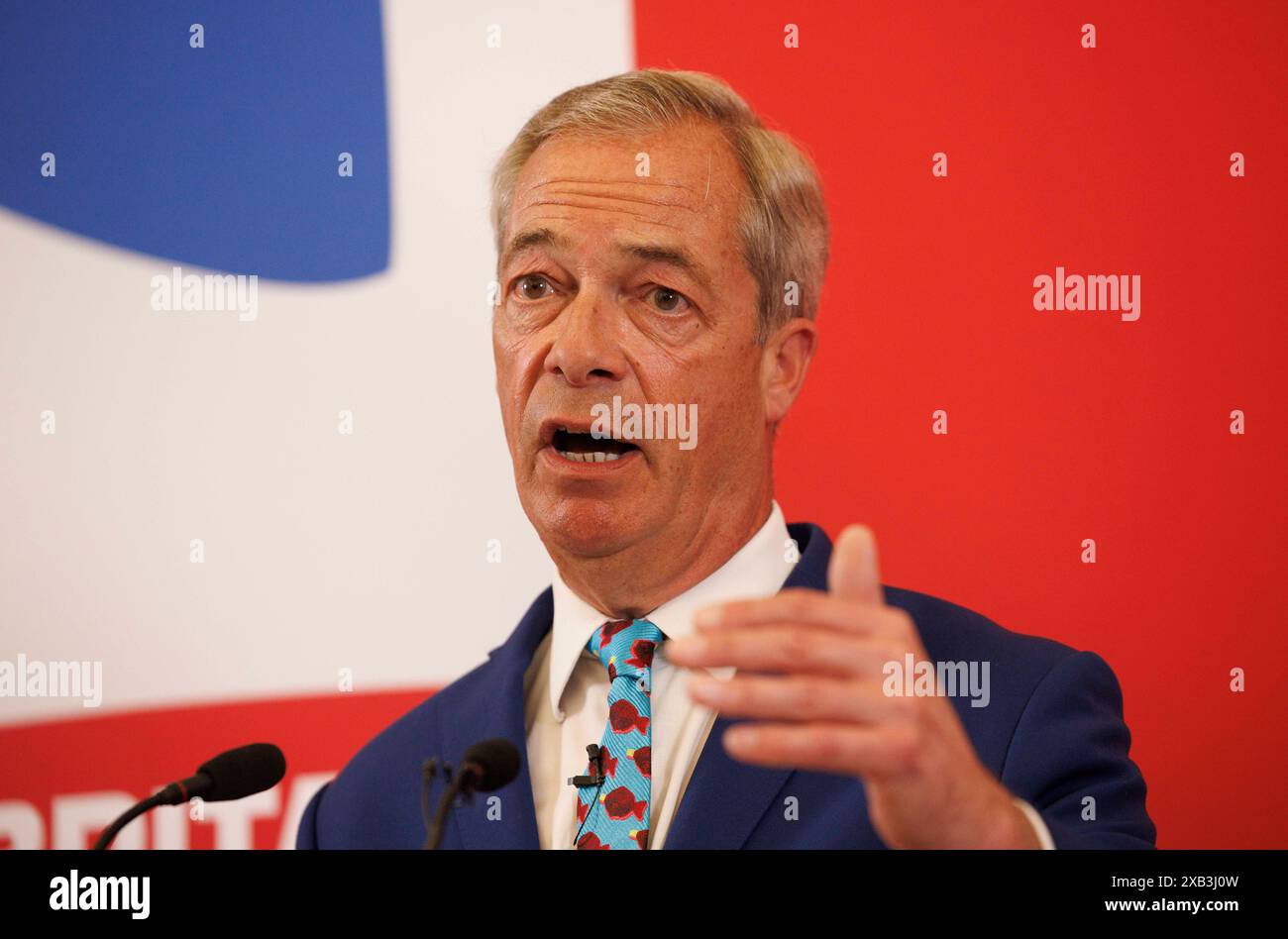 London, UK. 10th June, 2024. Nigel Farage, Leader of Reform Reform ...
