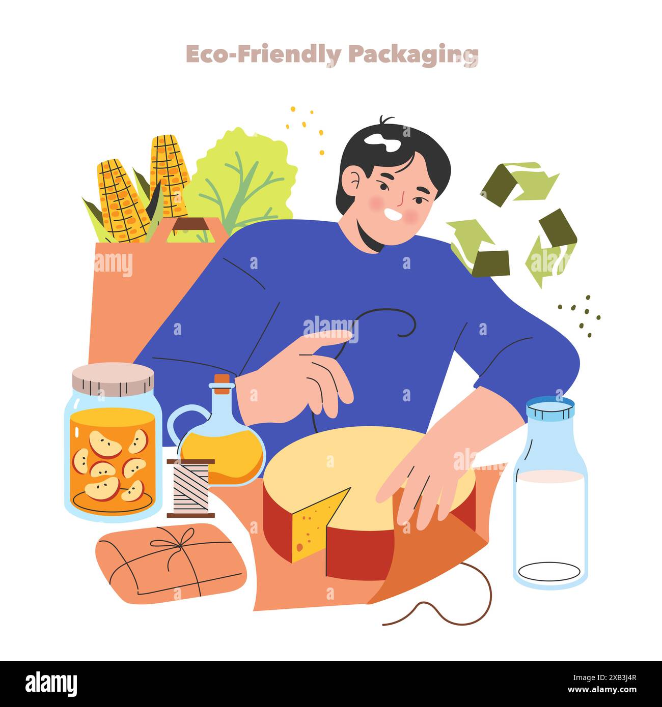 Eco-friendly Packaging concept. Illustration showing a person with ...