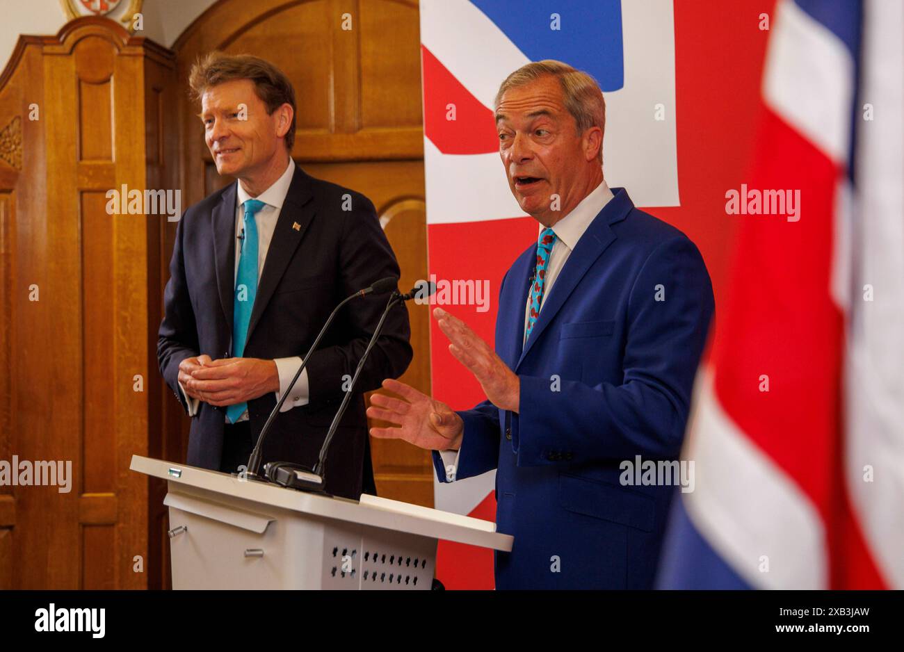 London, UK. 10th June, 2024. Nigel Farage and Richard Tice Reform ...