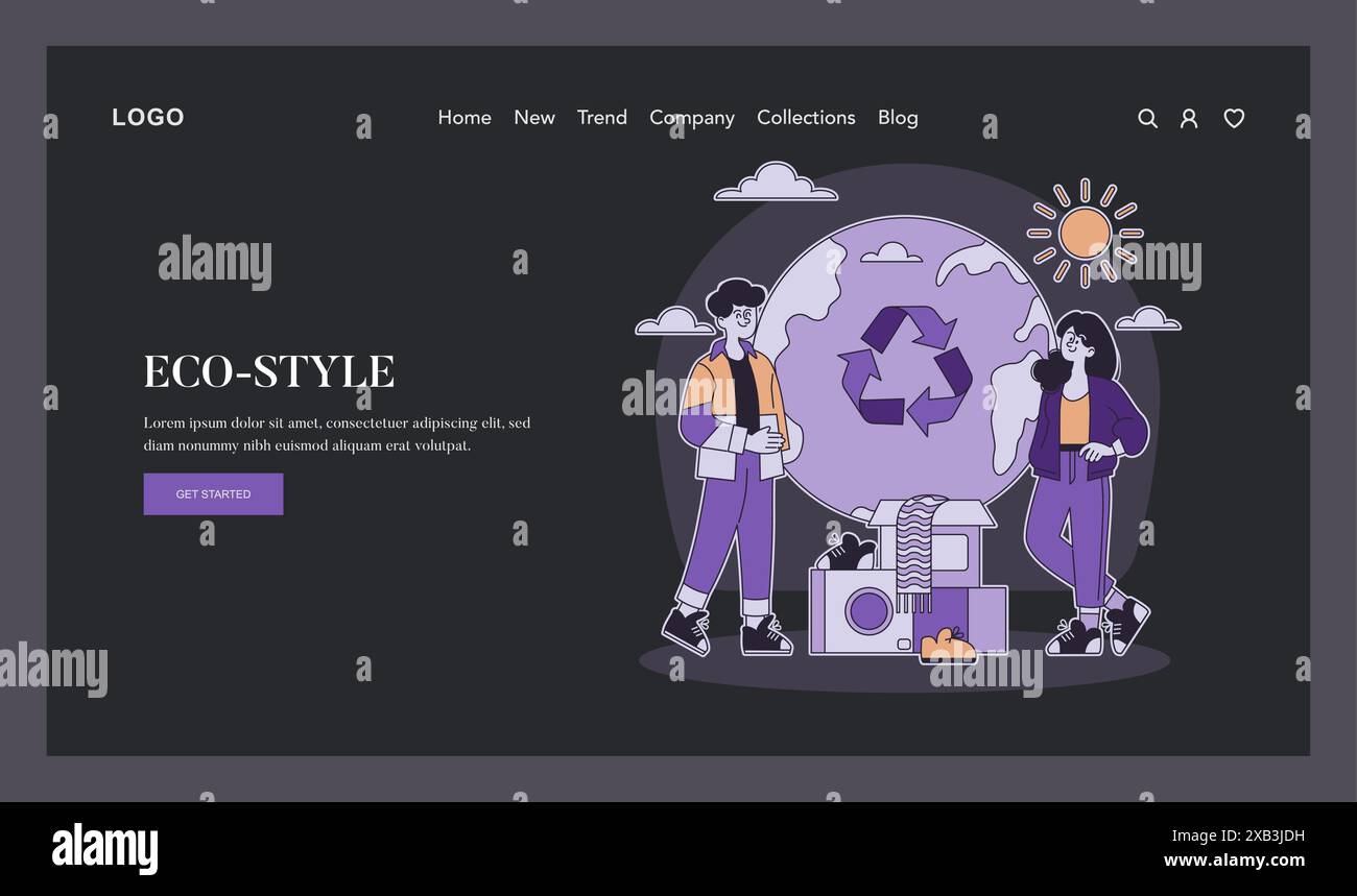 Eco-style concept. Illustration of two individuals engaging in ...