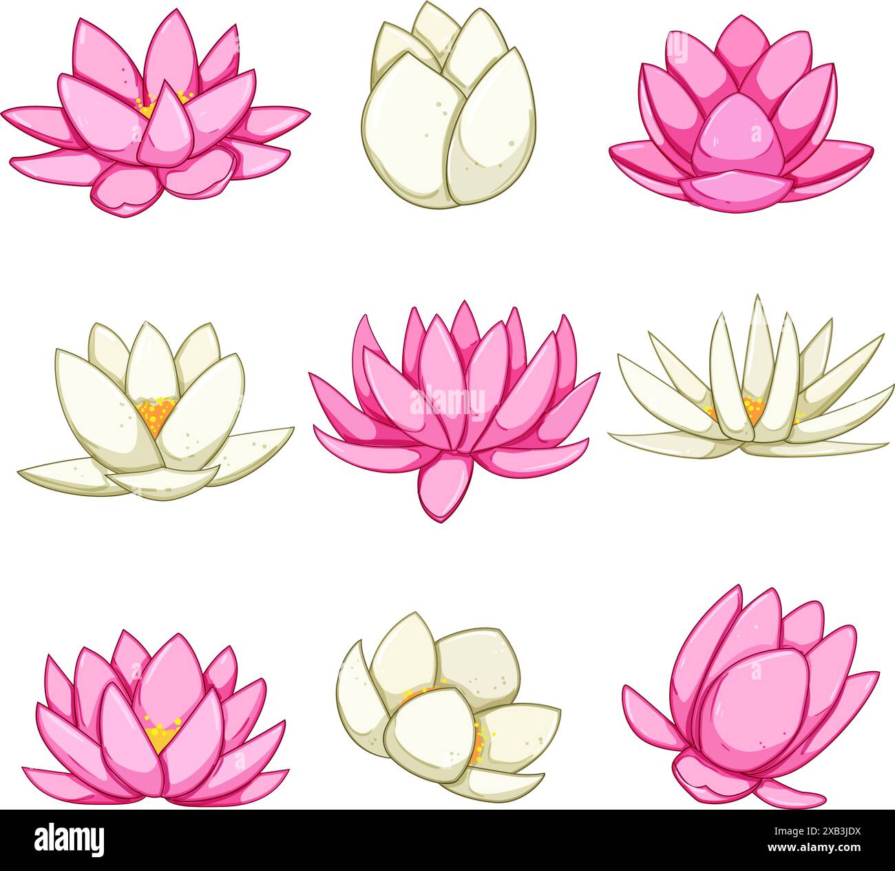 lotus flower set cartoon vector illustration Stock Vector Image & Art ...