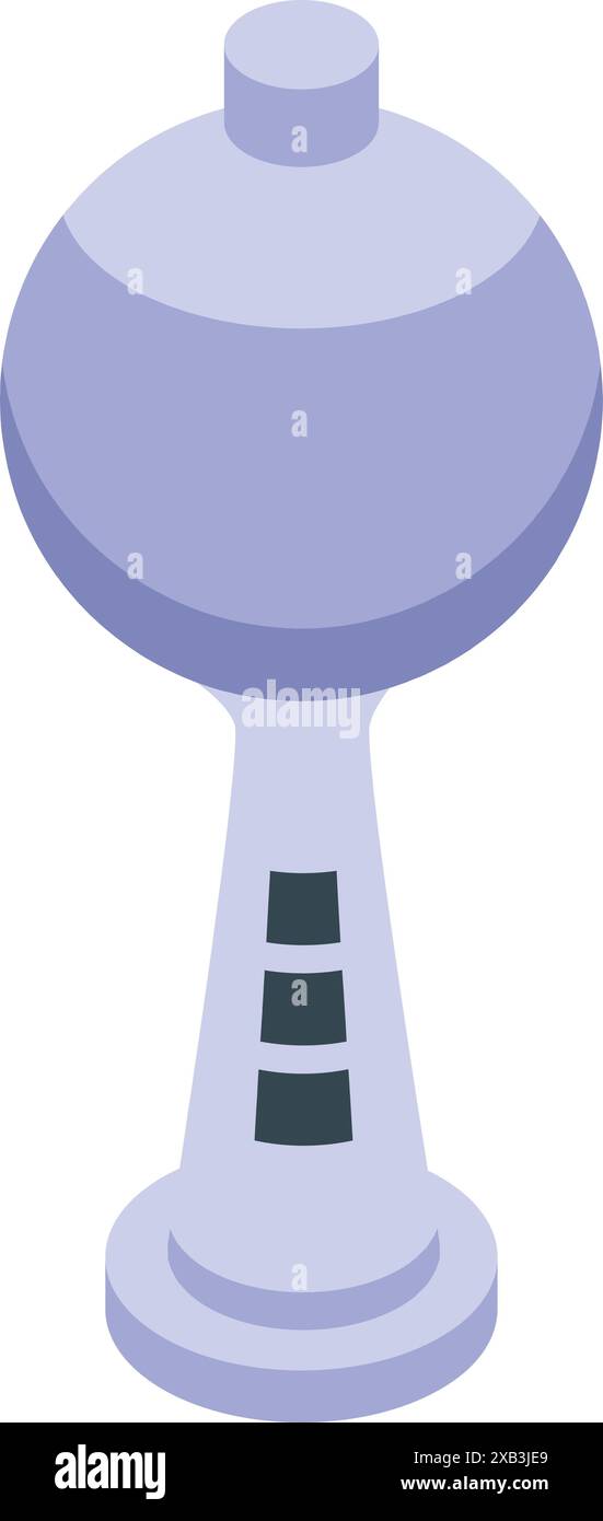 Large spherical water tower supplying water to the city, isometric icon ...