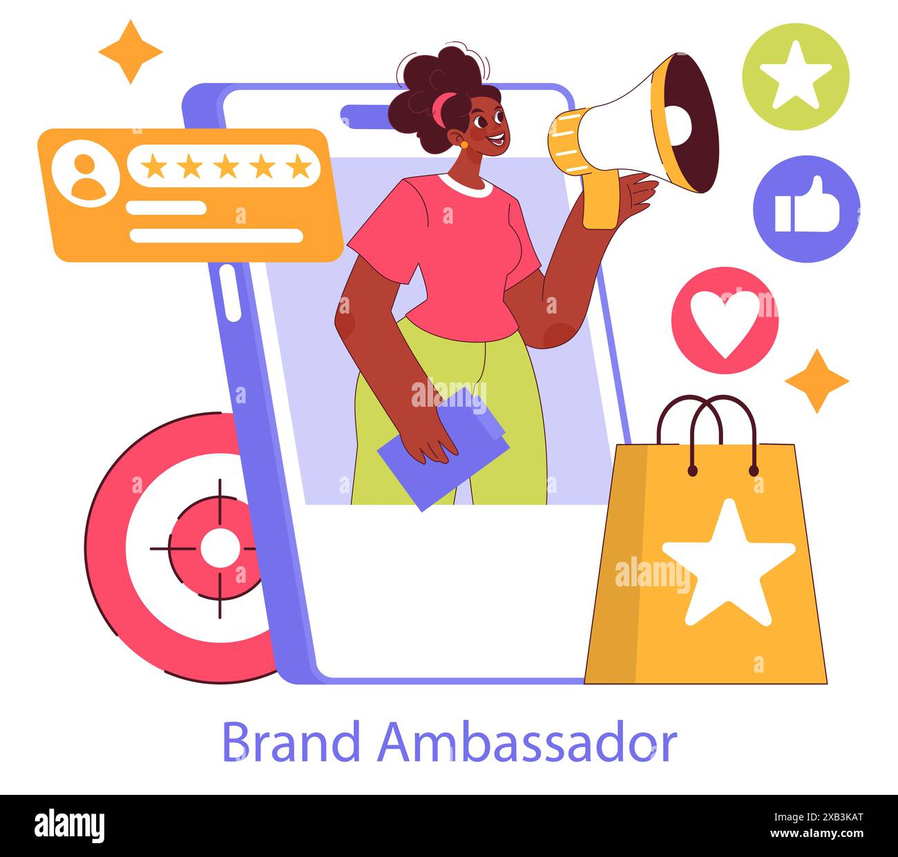 Influencer Marketing concept. Digital influencer promoting brands with ...