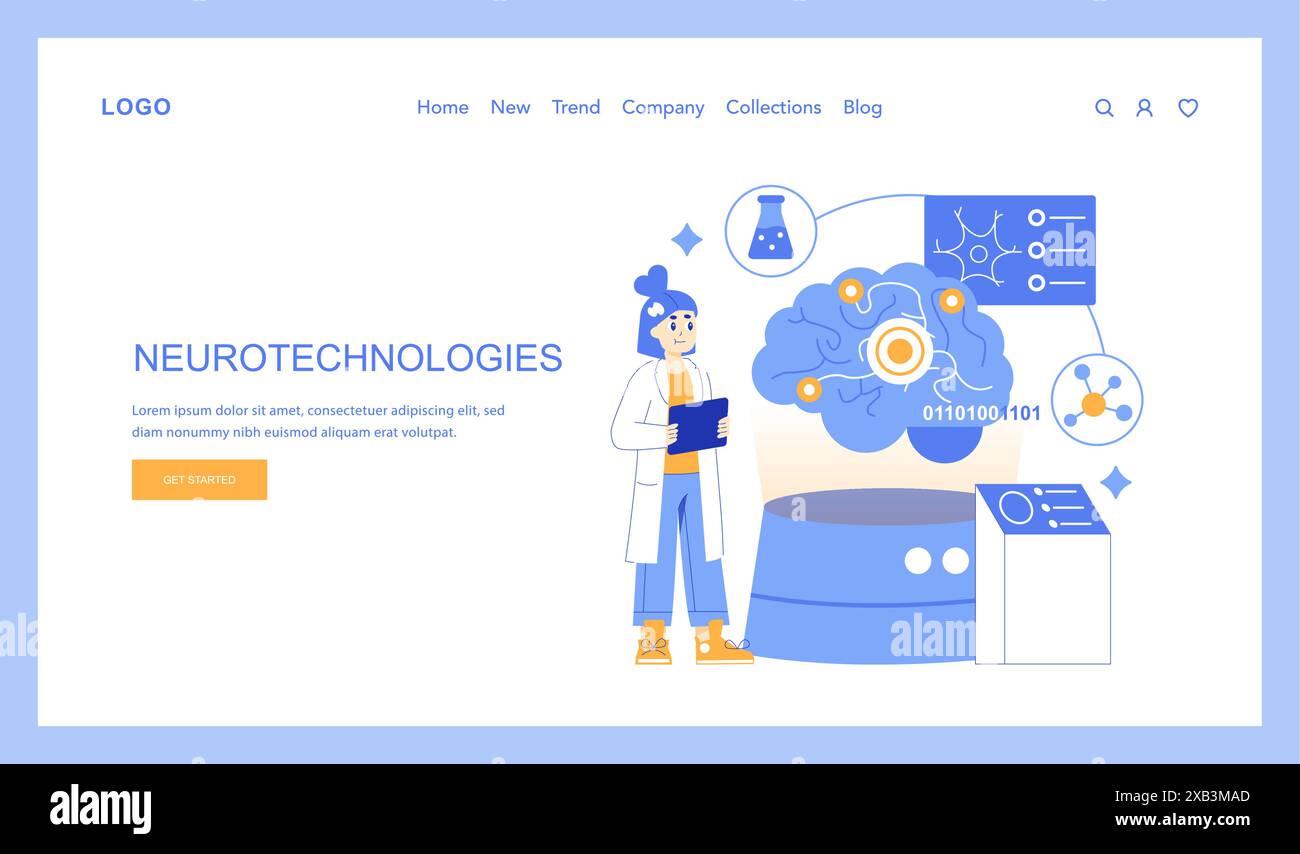 Neurotechnologies concept An analytical illustration showcasing neural connections and data ...