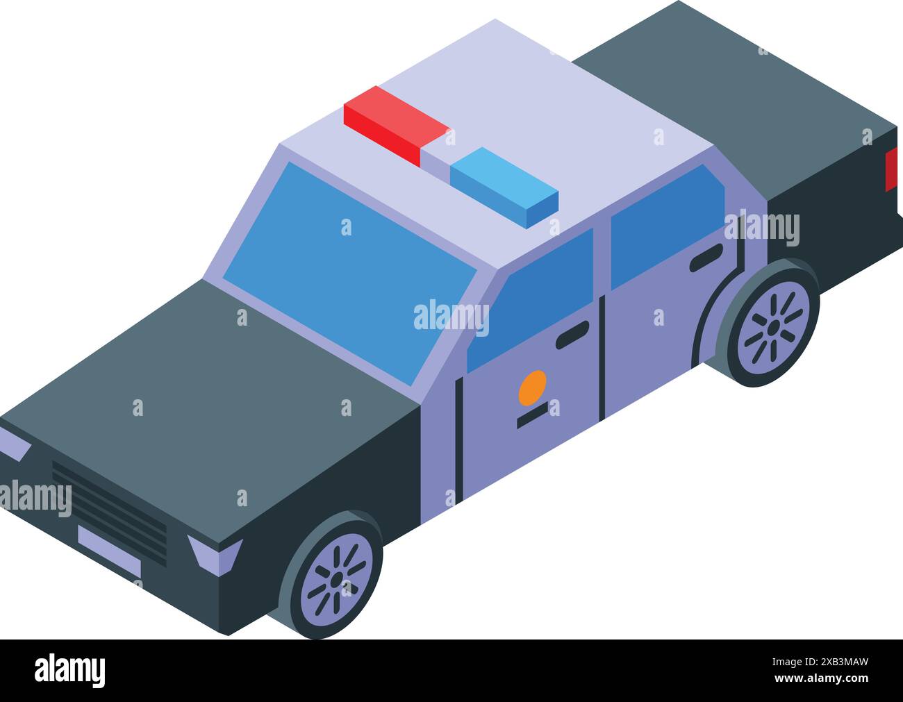 3d illustration featuring a police car, equipped with flashing lights ...