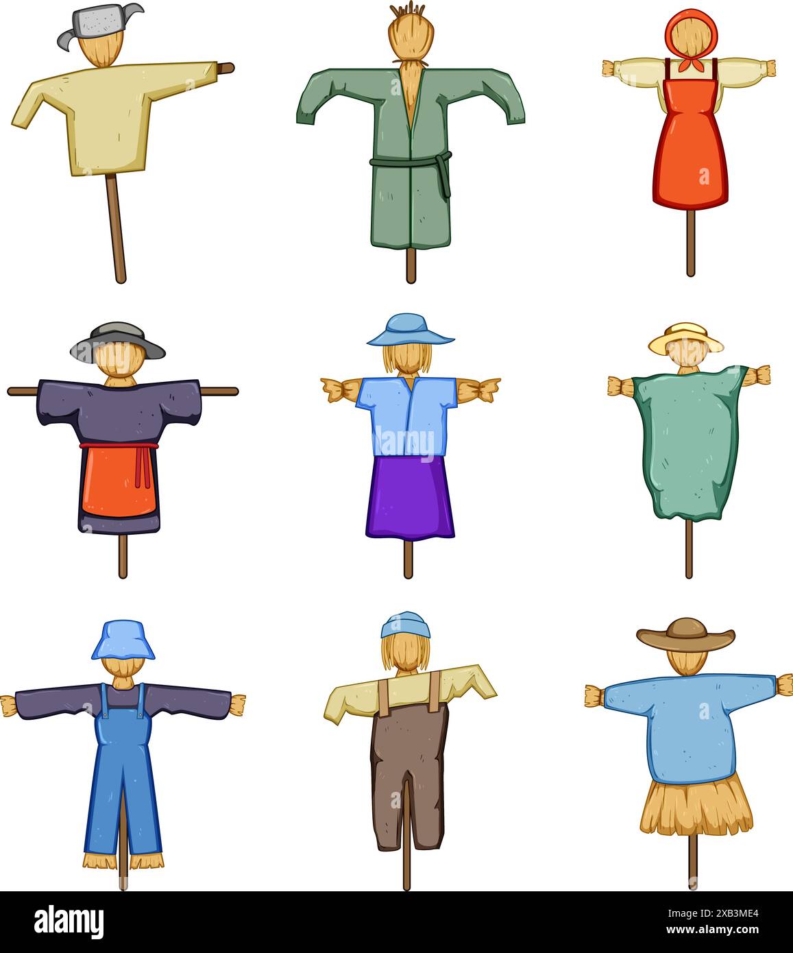 scarecrow set cartoon vector illustration Stock Vector Image & Art - Alamy