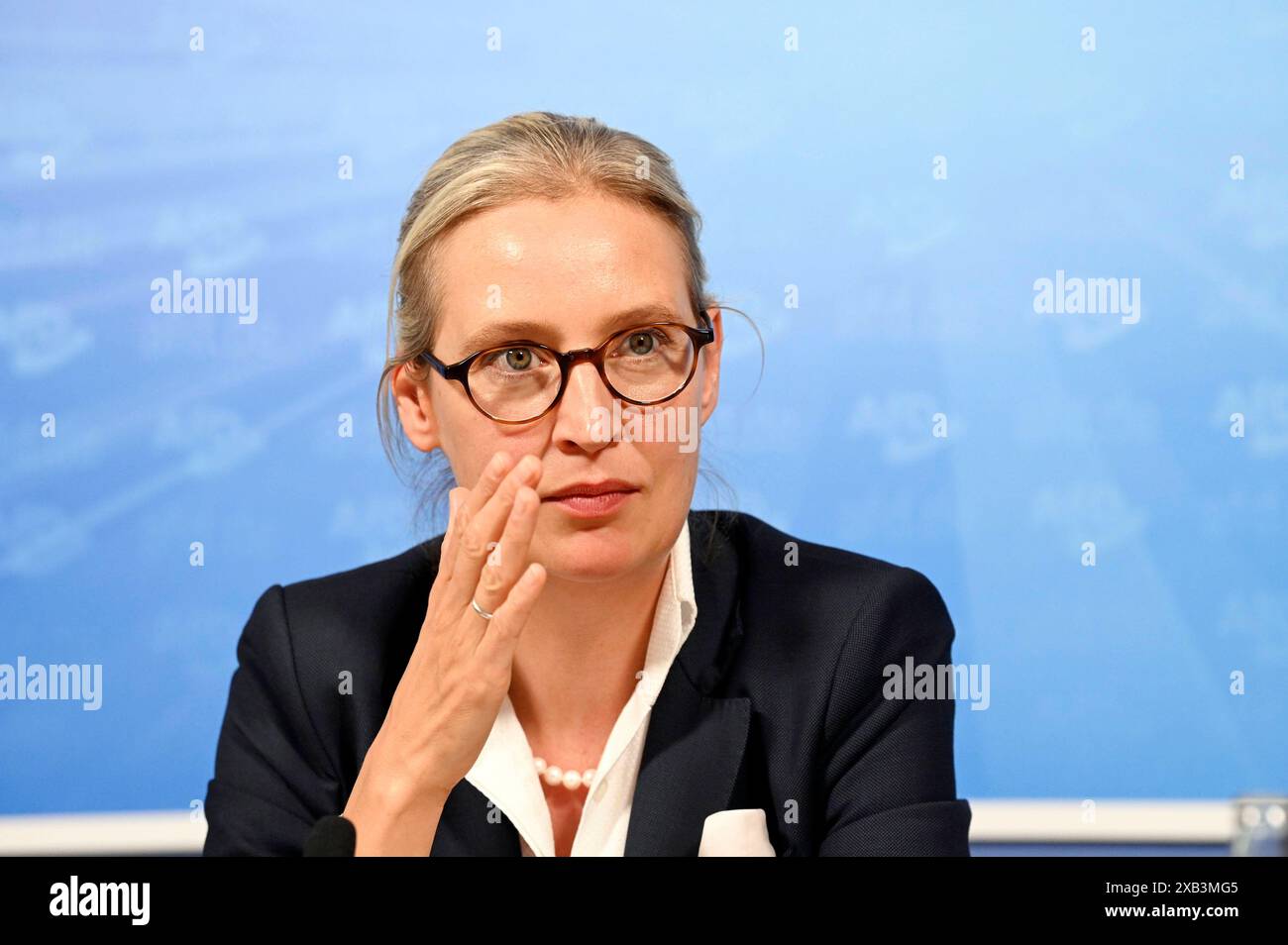 Alice Weidel bei der Pressekonferenz der AfD zur Europawahl 2024 im ...