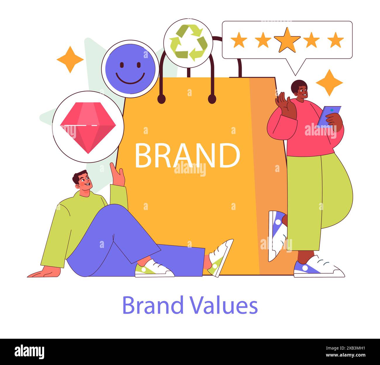 Brand Authenticity concept. Illustration highlighting trust, quality ... Brand Authenticity concept. Illustration highlighting trust, quality ...