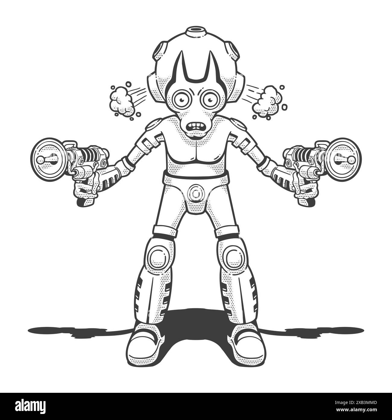 Cartoon Alien with two blasters in his hands Stock Vector Image & Art ...