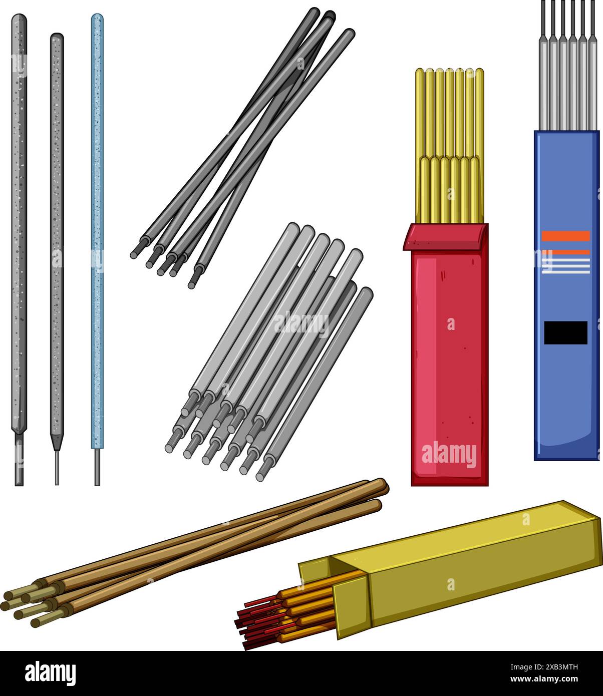 electrodes welding set cartoon vector illustration Stock Vector Image ...