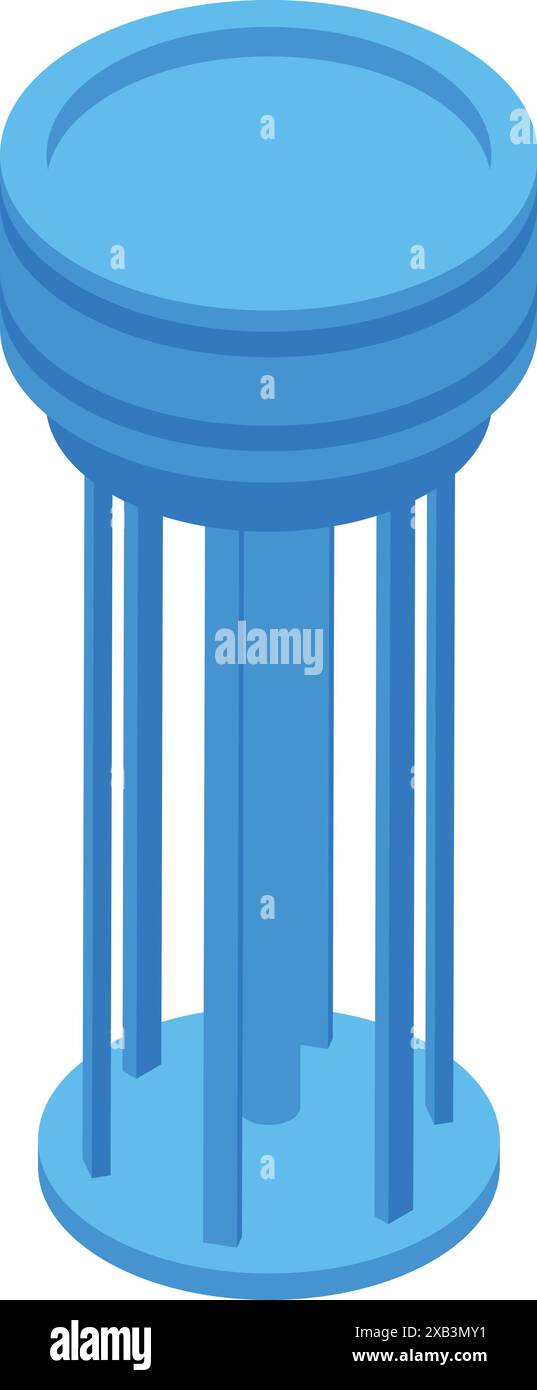 Blue water tower providing water supply system infrastructure Stock ...